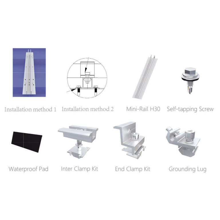 CRac Mini-Rail Kit H30 Metal Roof PV Mounting System - COMCAST-SA